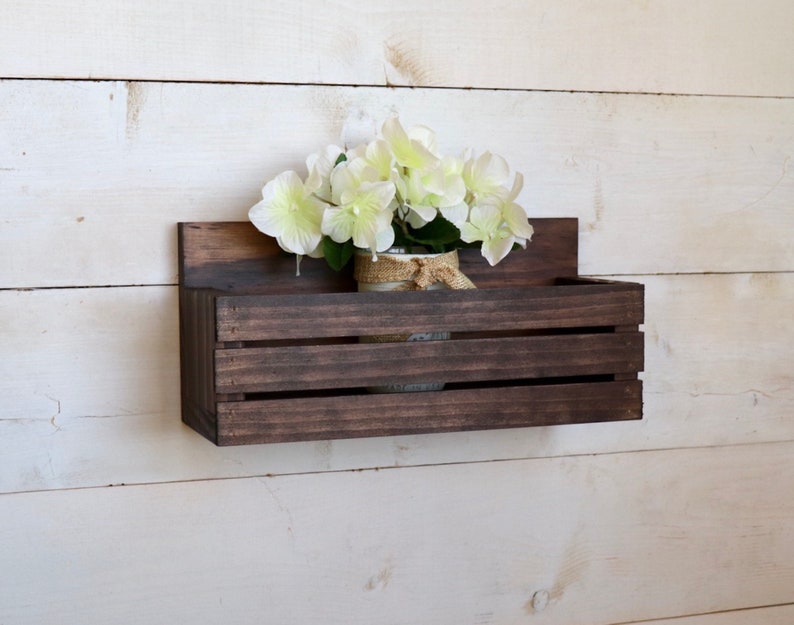 Rustic Brown Crate Shelf Small Wooden Shelf Wall Mount Wood - Etsy