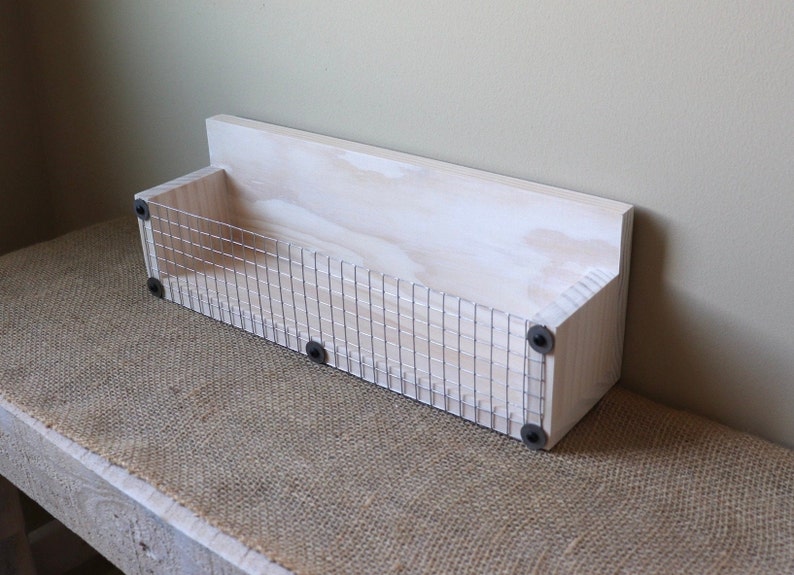 White Shelf Wood Box With Wire Ledge Farmhouse Style Hanging - Etsy