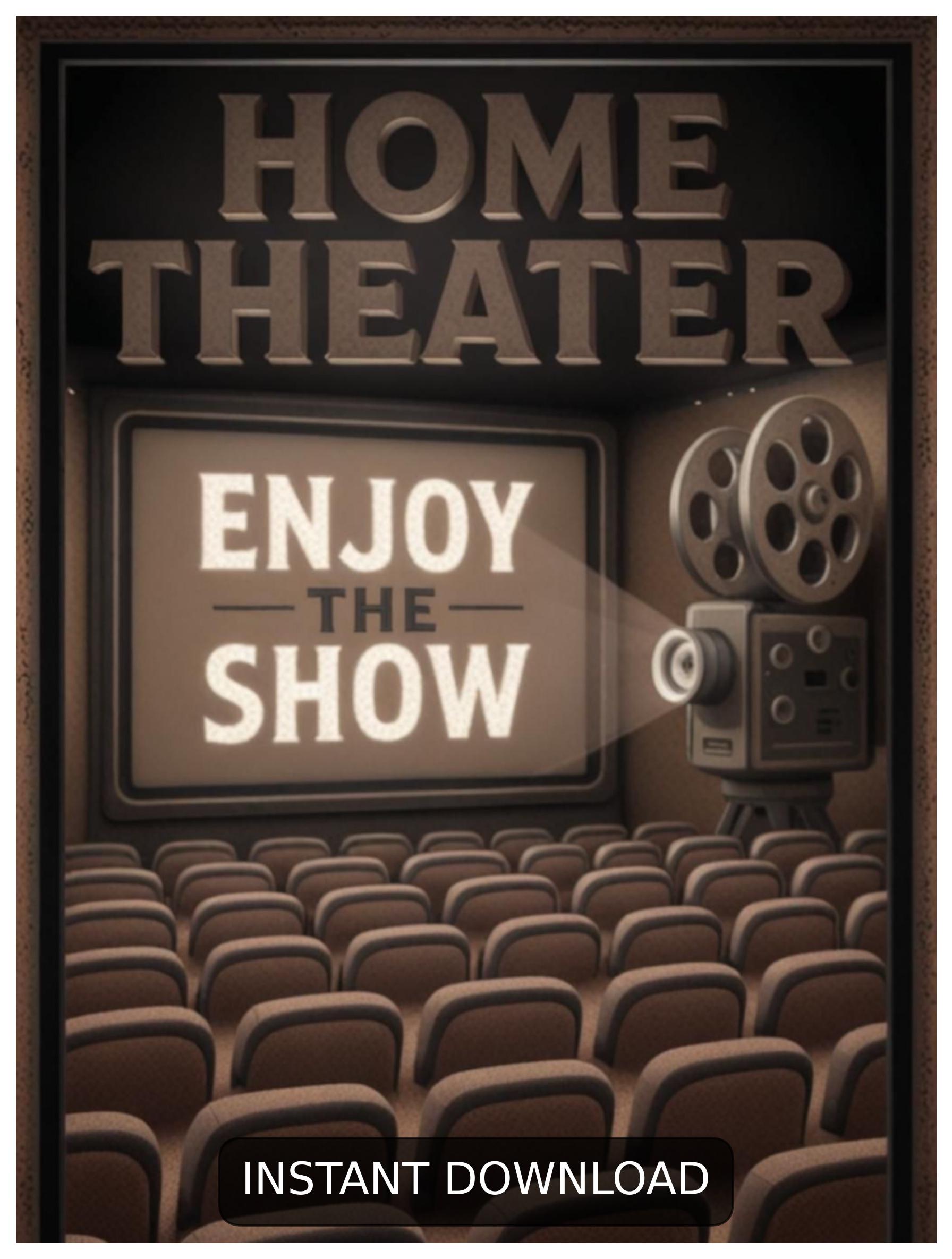 Vintage Home Theater Poster: "enjoy the Show" Movie Room Art (digital ...