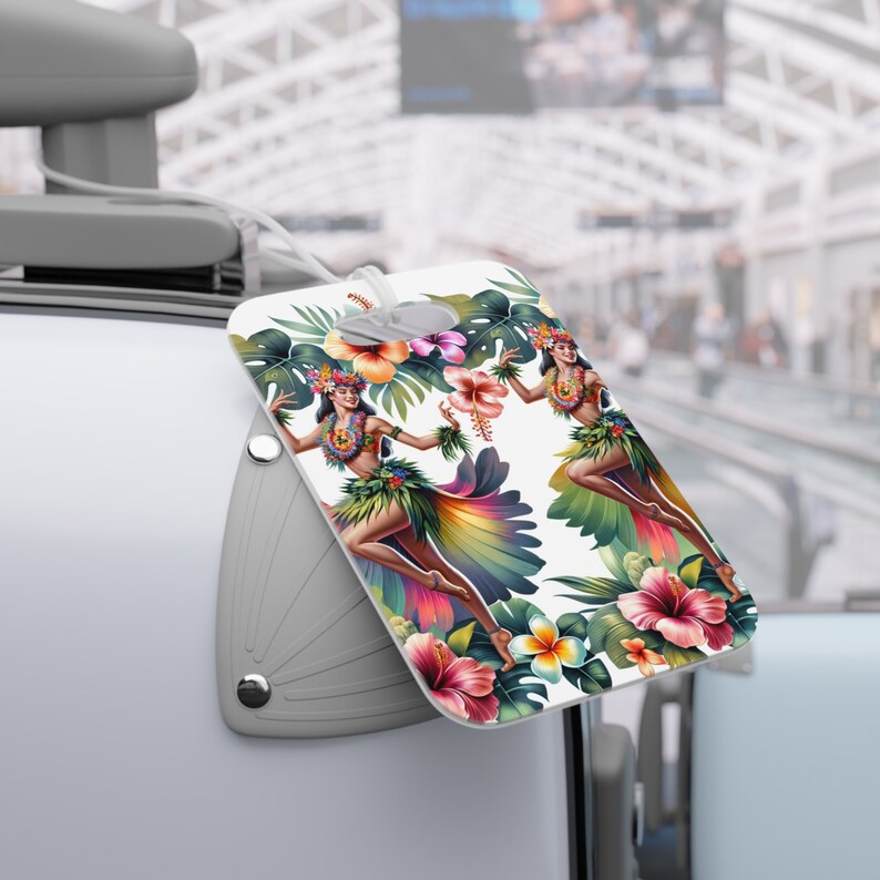 Tropical Paradise: Hula Girl Floral Luggage Tag, Digital Art, Ai Art ...