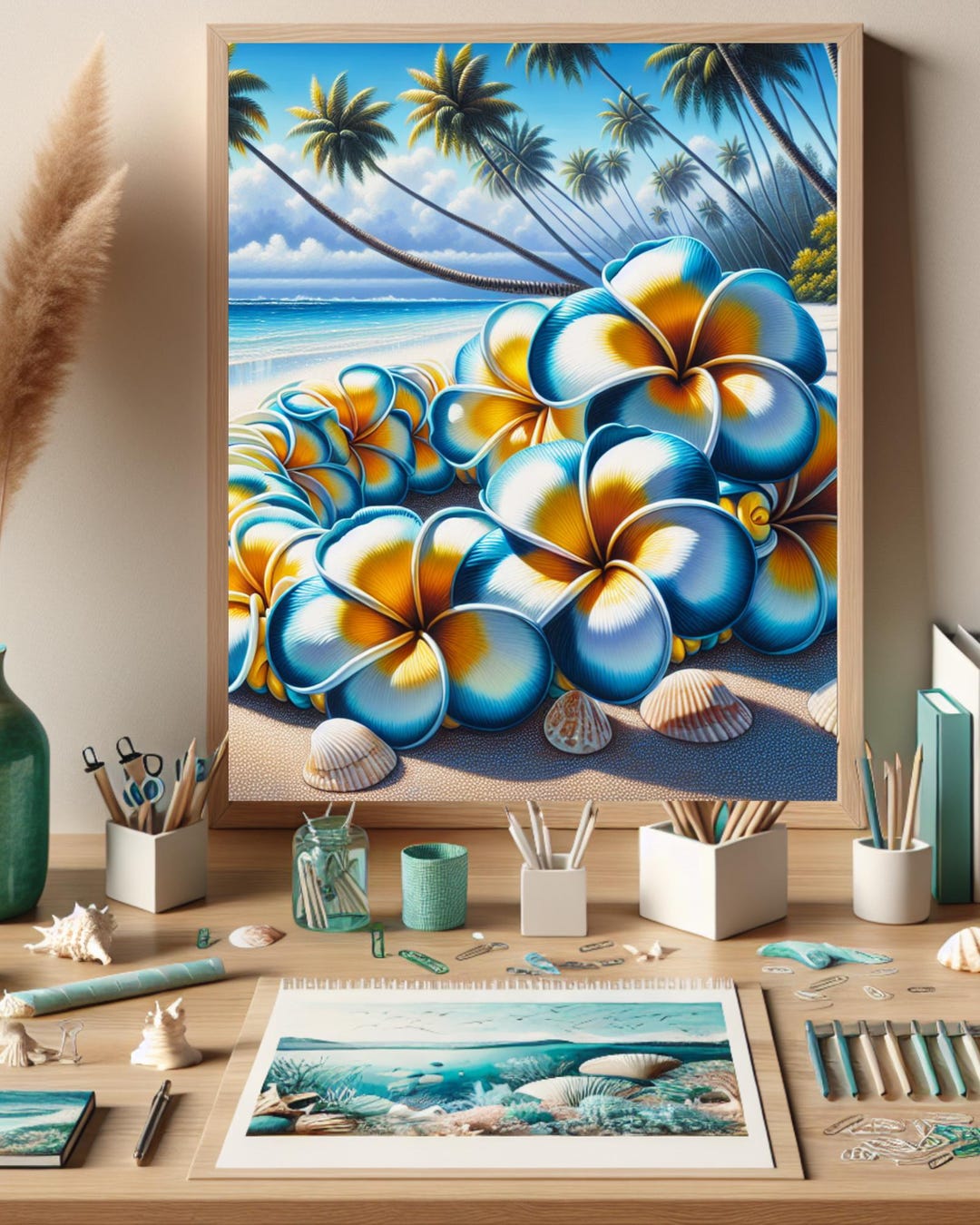 Tropical Plumeria Lei Print: Hawaiian Floral Wall Art (digital Download ...