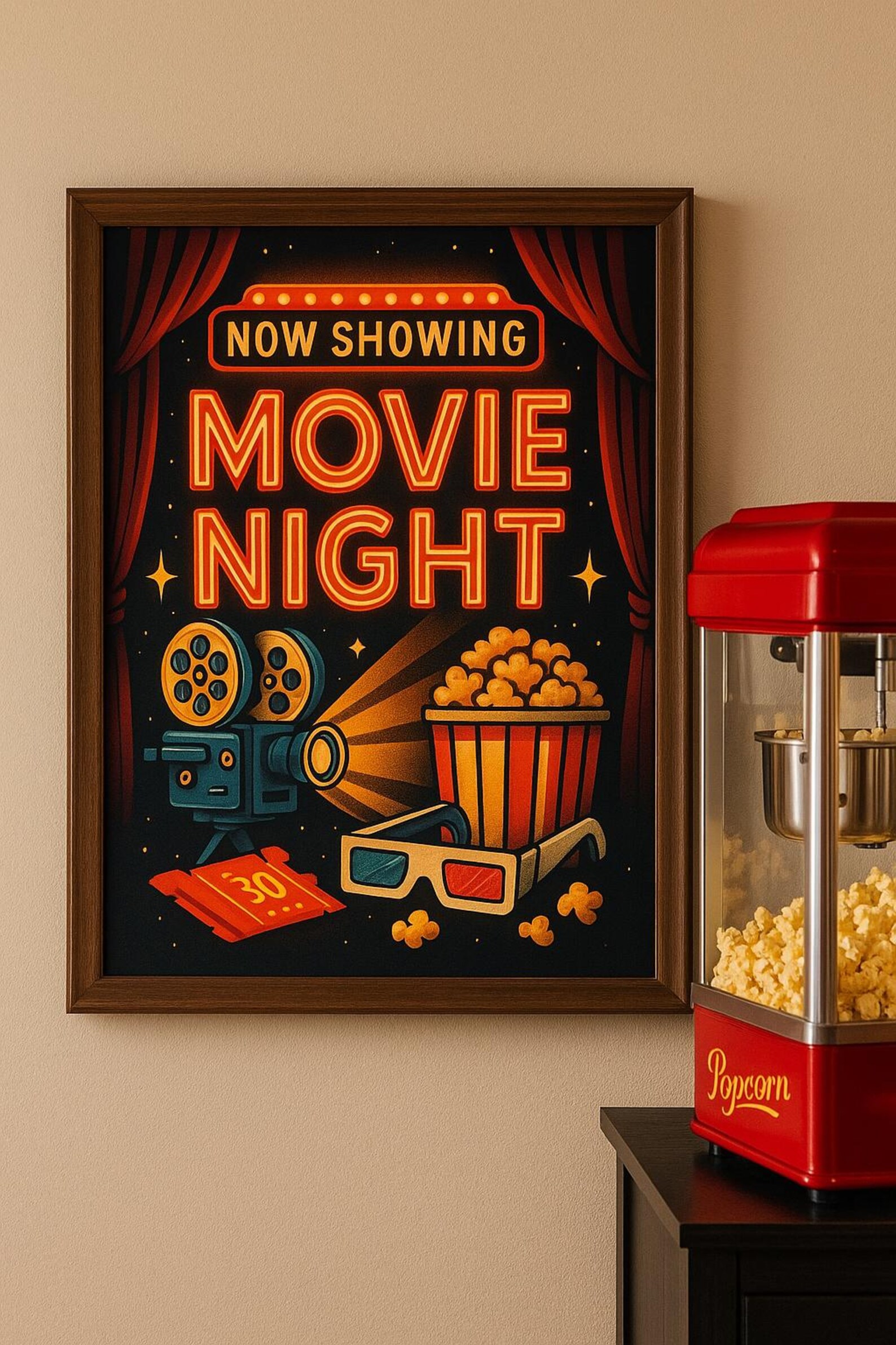 Vintage Home Theater Poster: "enjoy the Show" Movie Room Art (digital ...