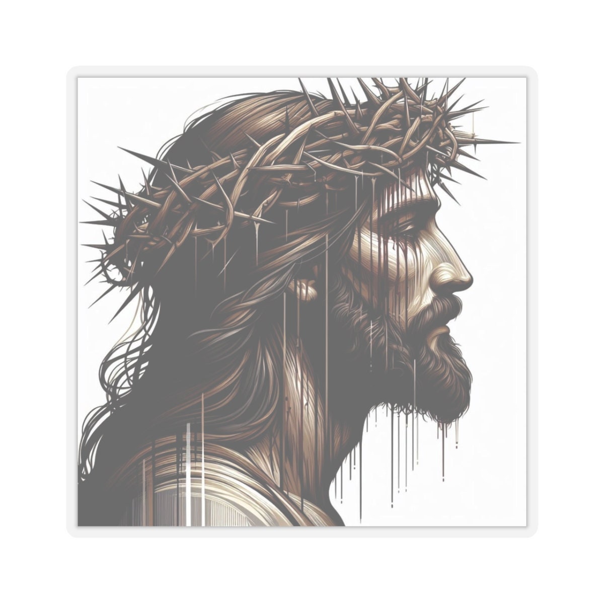 Sacred Side Profile: Profound Jesus Vinyl Sticker, Laptop Sticker ...