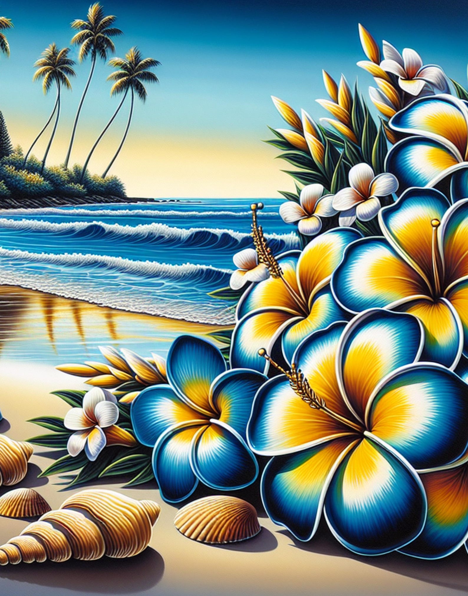 Beach Plumeria Lei Print | Tropical Floral Wall Art | Hawaiian Home ...