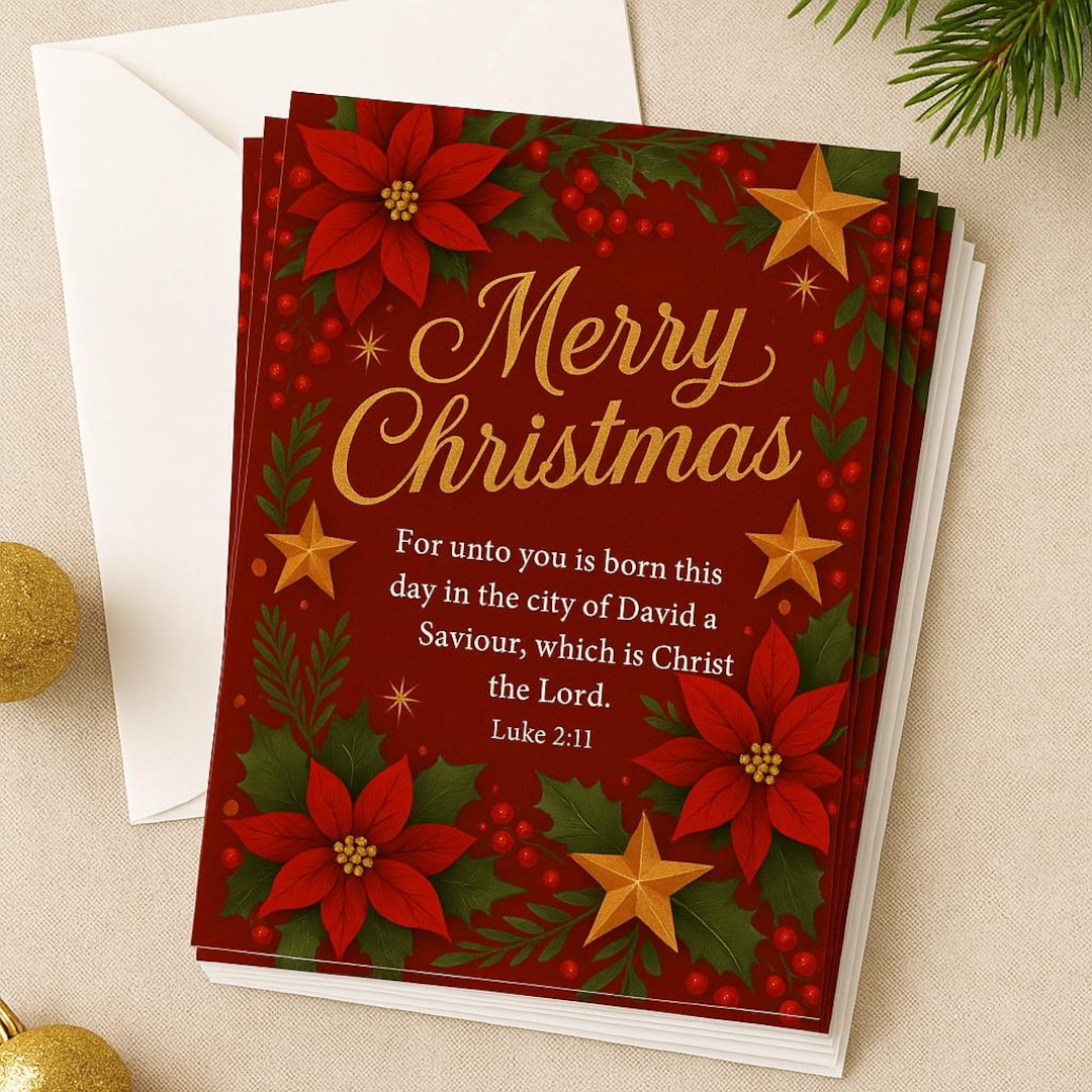 Christmas Greeting Card 5x7 | Luke 2:11 Bible Verse | Merry Christmas ...