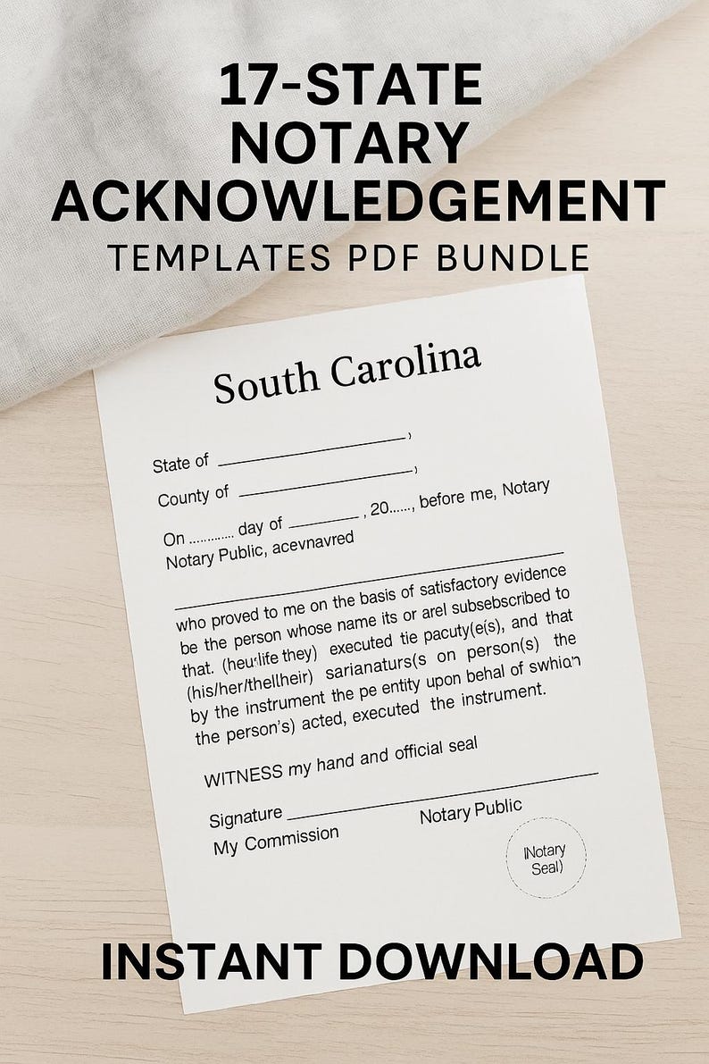 50-state Notary Acknowledgment Templates: Printable Forms (instant ...