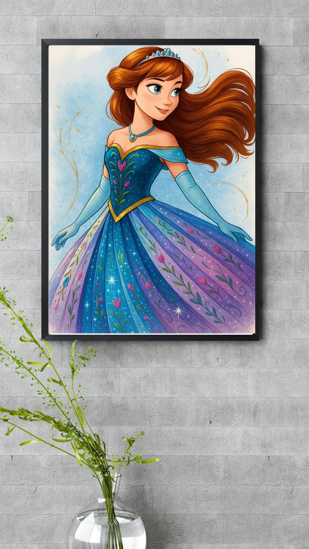 Enchanted Princess Art Print: Blue & Violet Gown (digital Download ...