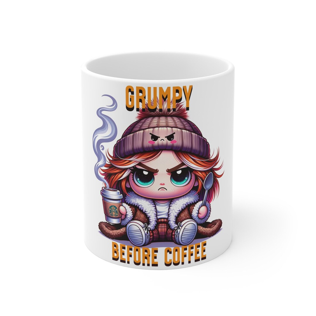 Grumpy Before Coffee Mug - Funny, Stylish, Unique Morning Beverage Cup, Ceramic, Mugs, Coffee ...