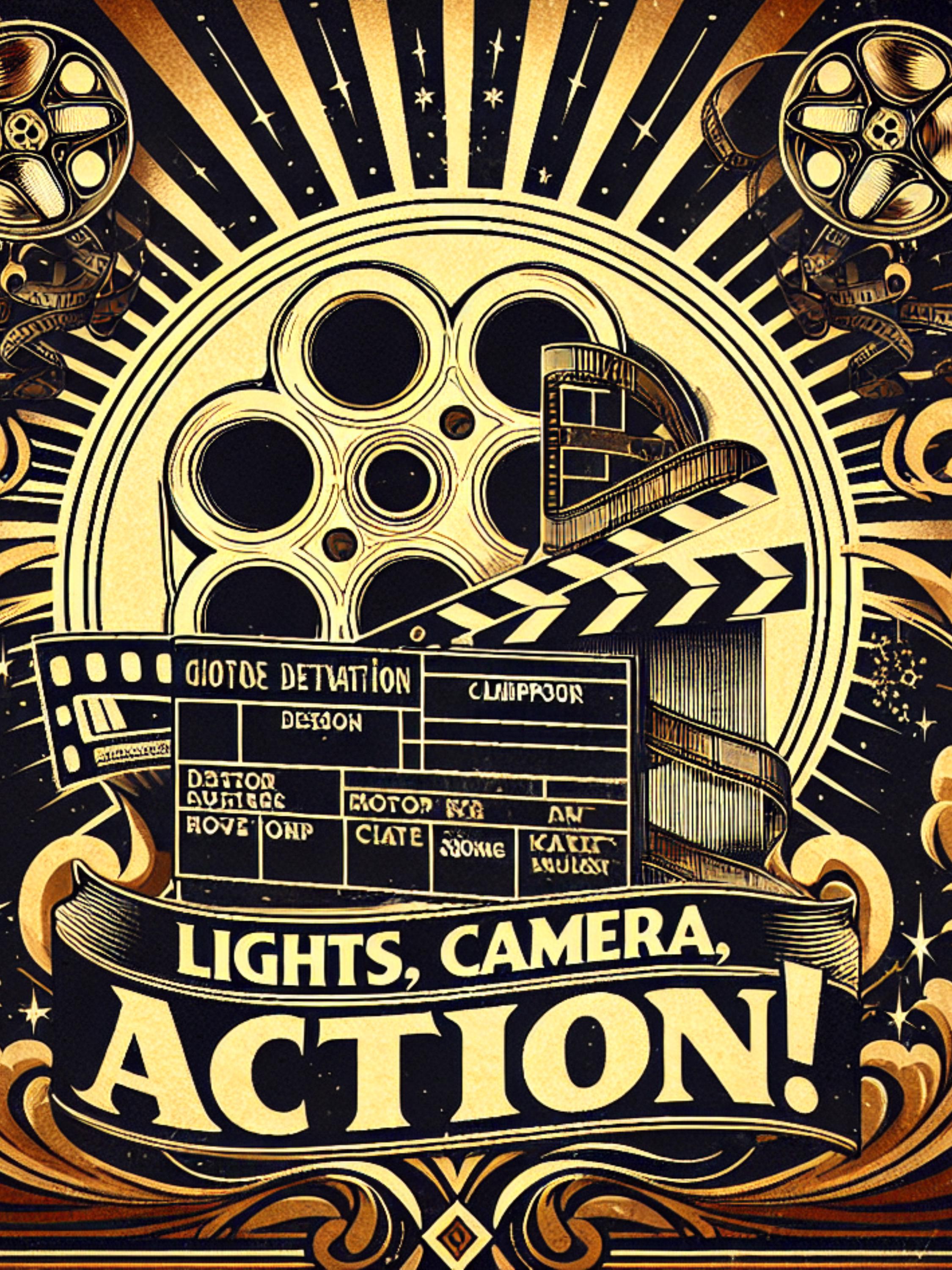 Retro Movie Poster: Lights Camera Action Film Art (digital Download) - Etsy