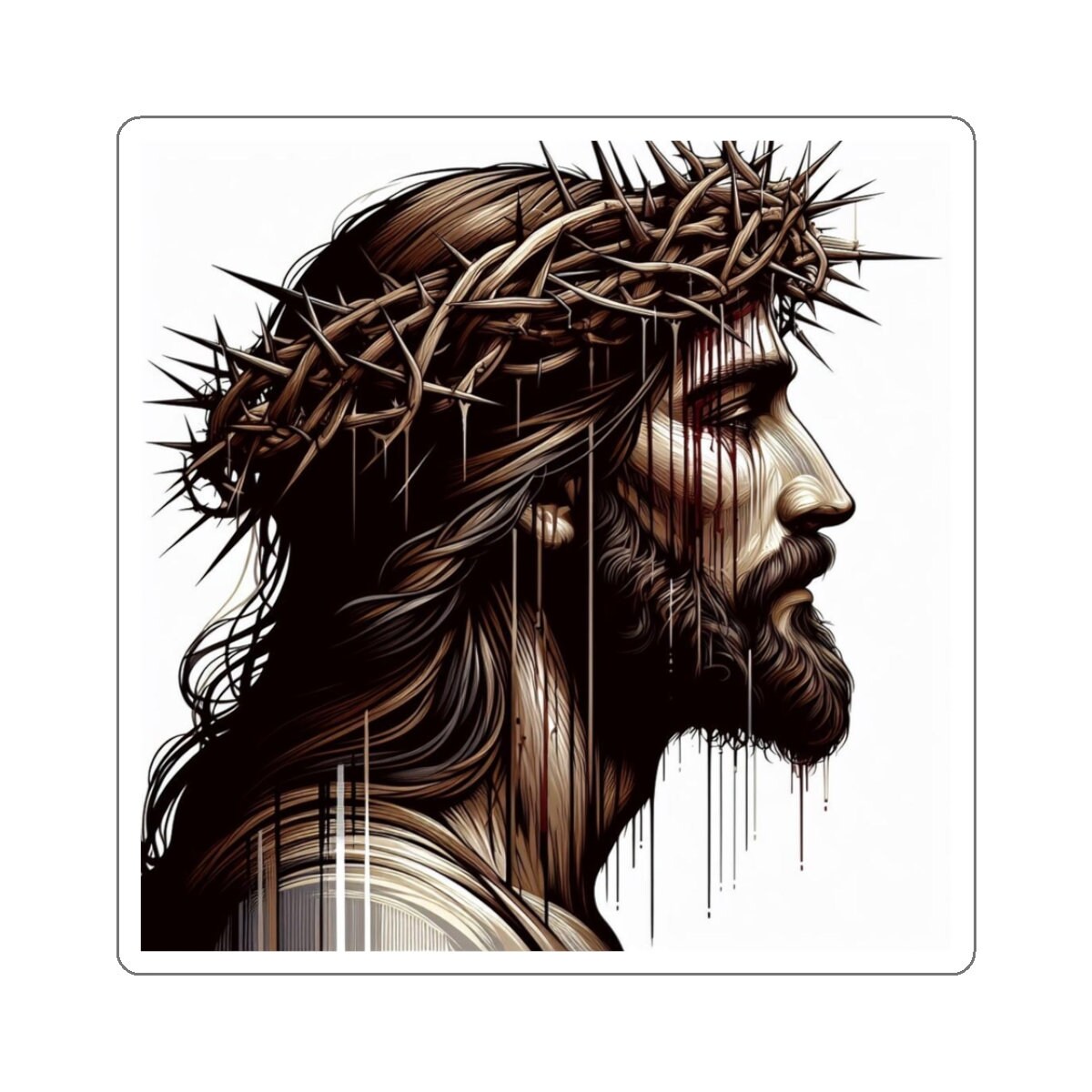 Sacred Side Profile: Profound Jesus Vinyl Sticker, Laptop Sticker ...