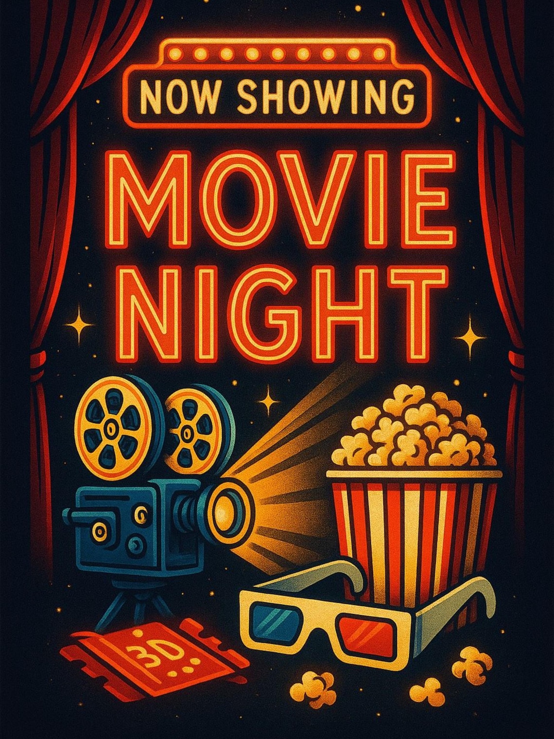 Vintage Home Theater Poster: "enjoy the Show" Movie Room Art (digital ...