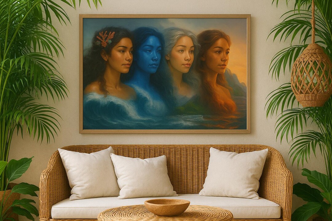 Ocean Goddesses Canvas, Stretched 0.75 | Seascape Portrait Art, Wall ...