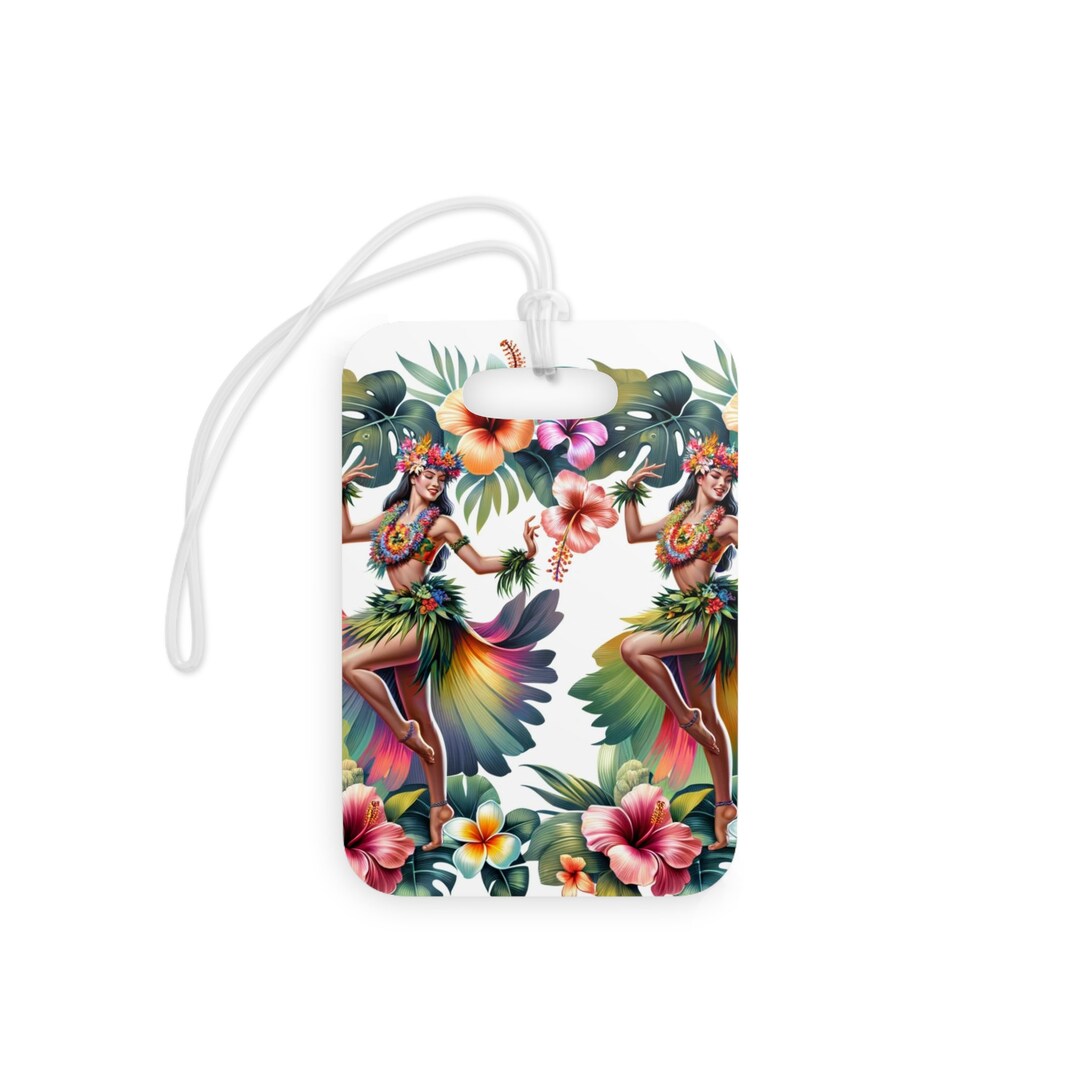 Tropical Paradise: Hula Girl Floral Luggage Tag, Digital Art, Ai Art ...