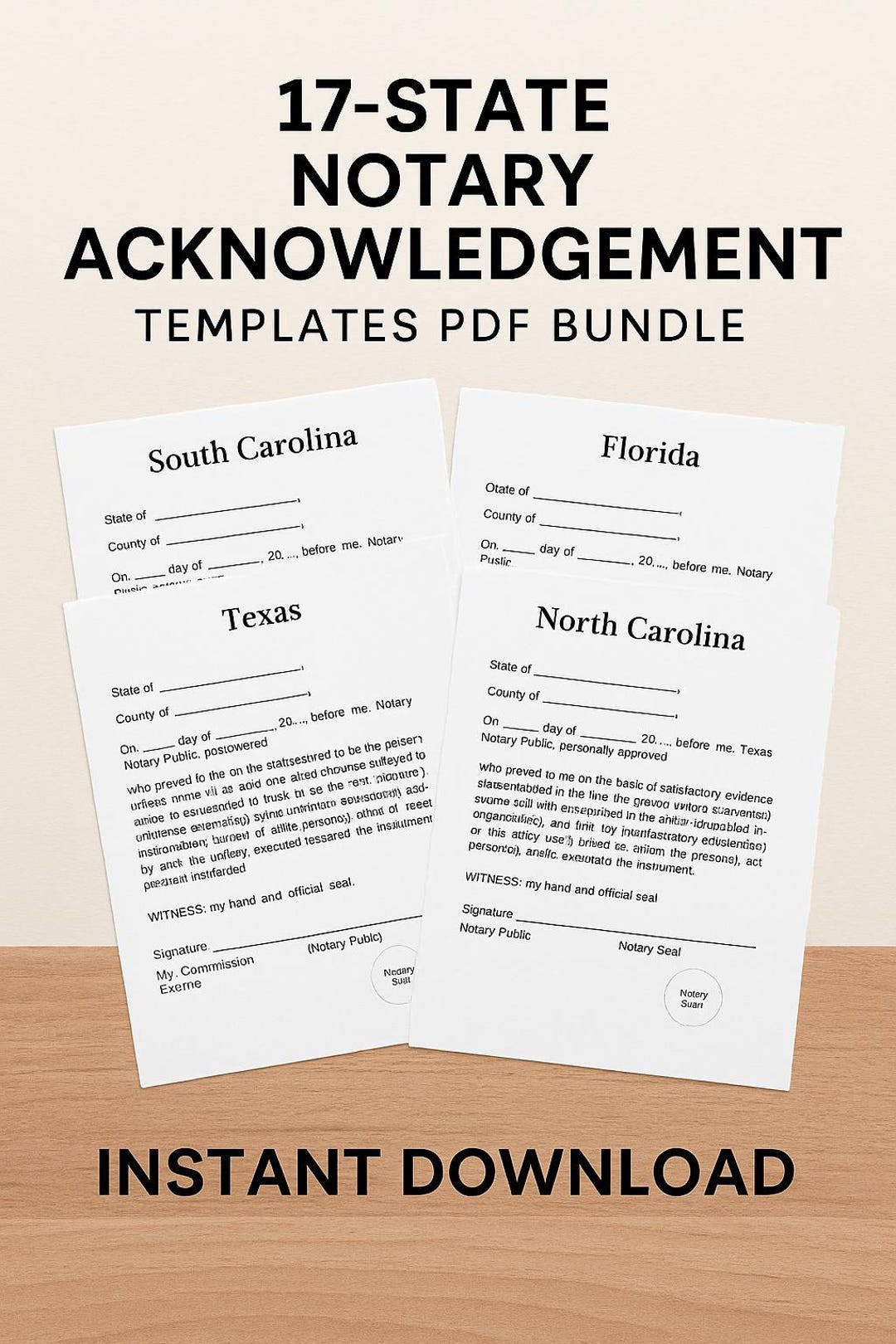 50-state Notary Acknowledgment Templates: Printable Forms (instant ...