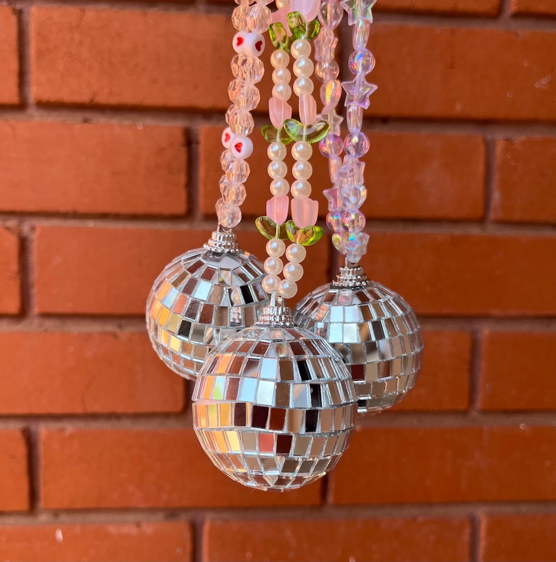 Disco Ball Car Charm Beaded Disco Ball Car Charm Beaded Car Accessories ...
