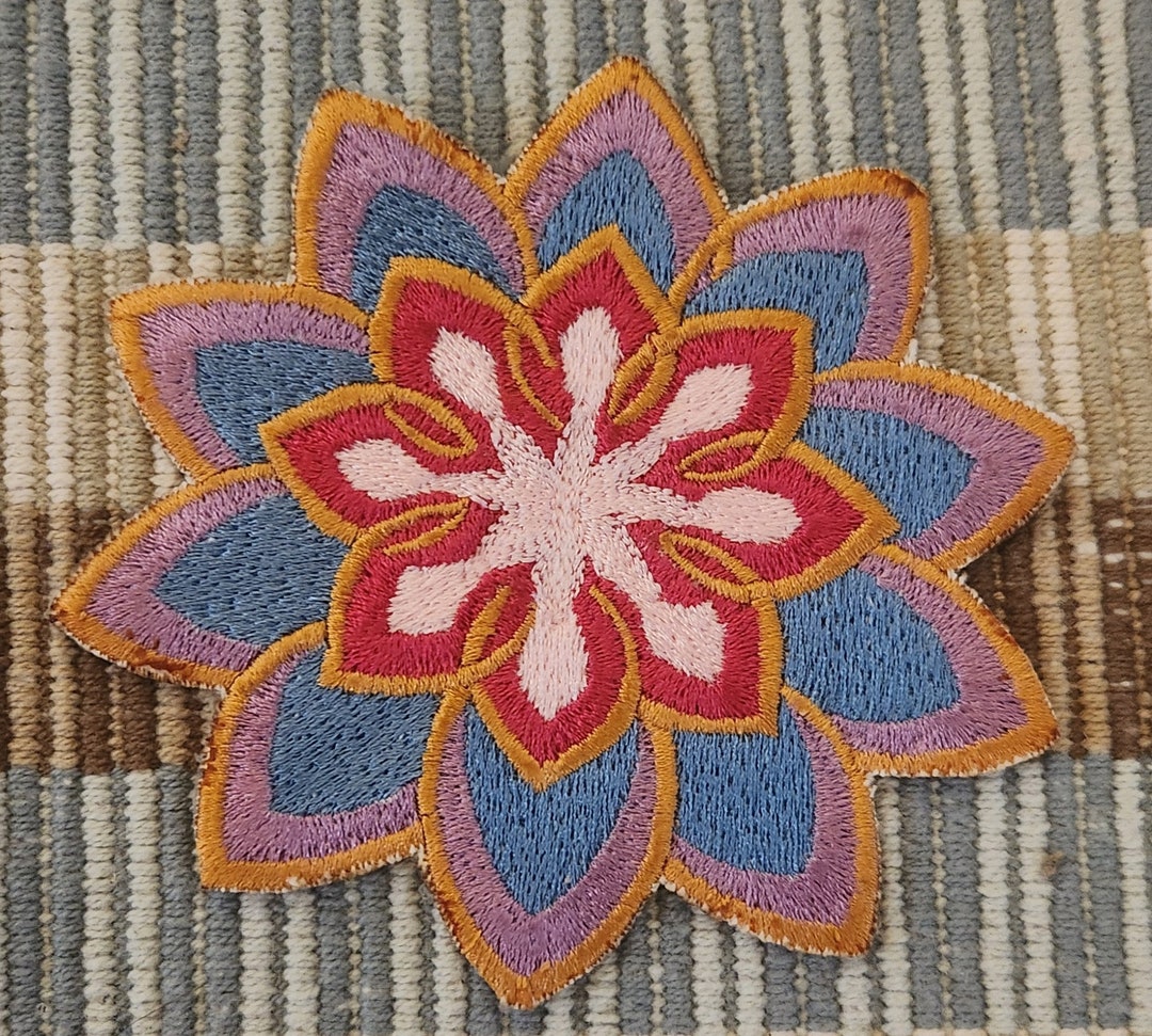 Lotus Flower Patch Handcrafted Design & Machine-stitched: Artistic ...