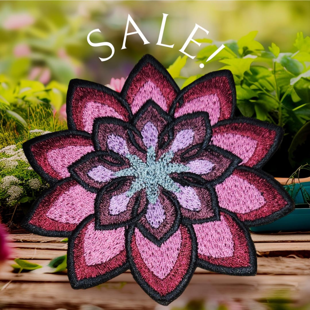 Lotus Flower Patch Handcrafted Design & Machine-stitched: Artistic ...