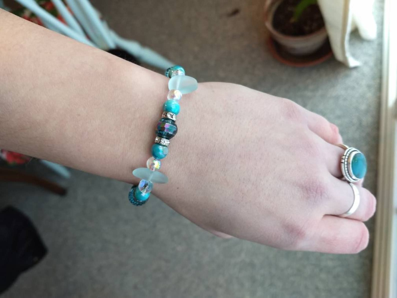 MERMAID Bracelet, Opal Bead Stretchy, Mermaid Sea Glass Crystal ...