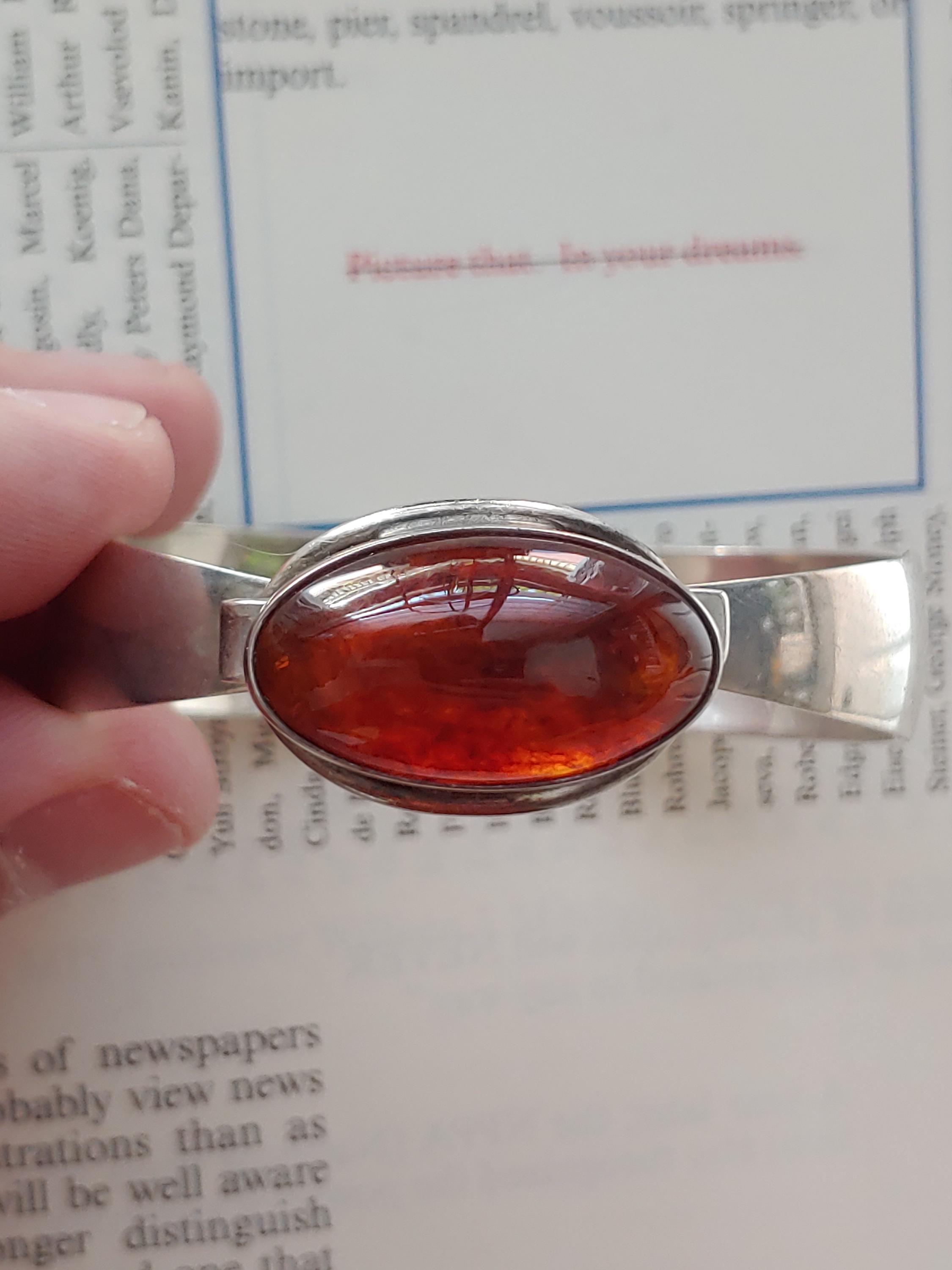 Vintage Niels Erik From Silver Amber Bracelet - Denmark Modernist ...