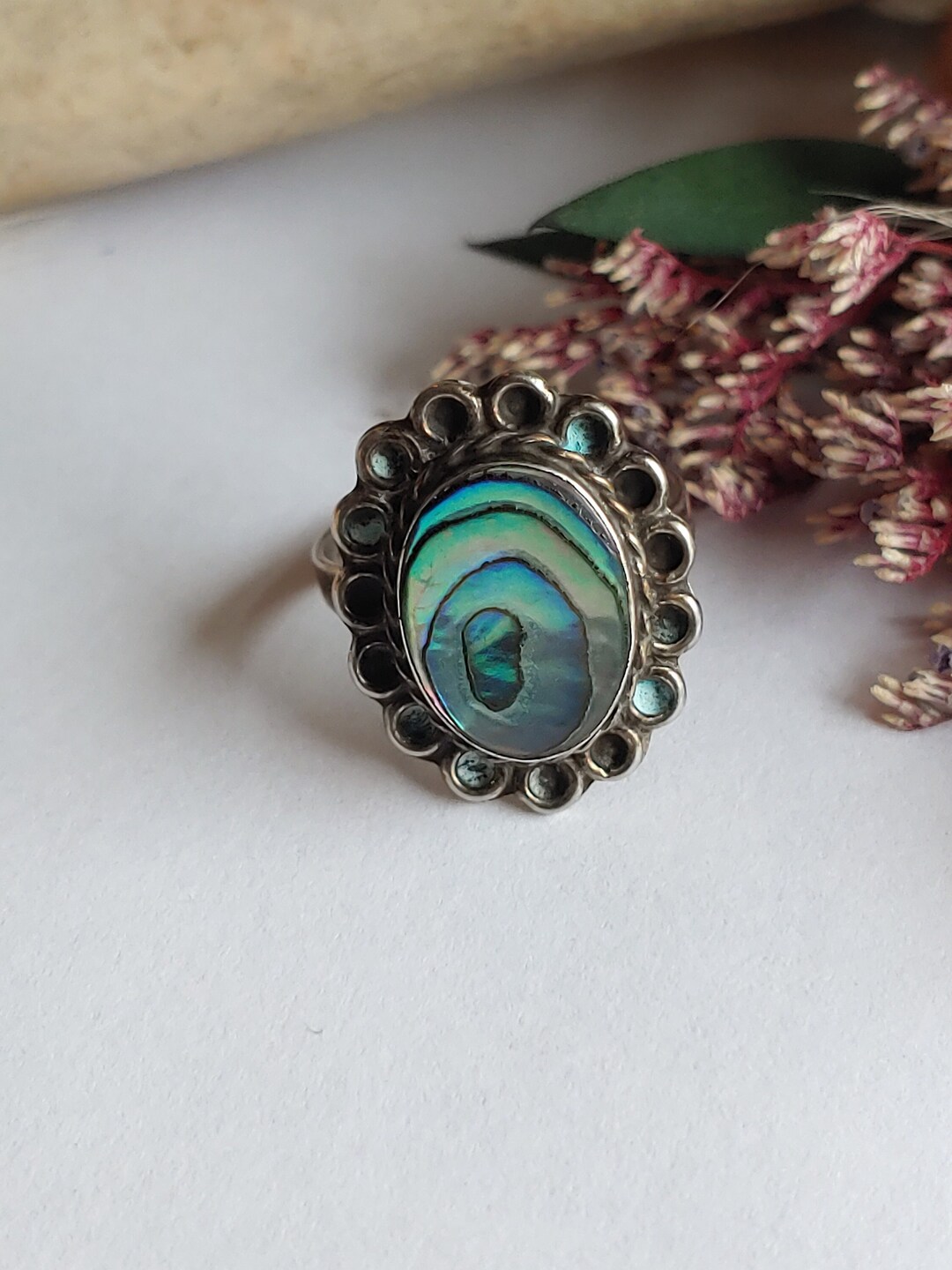 Vintage Mexican Taxco Silver Abalone Shell Ring - Boho Style - Ring ...