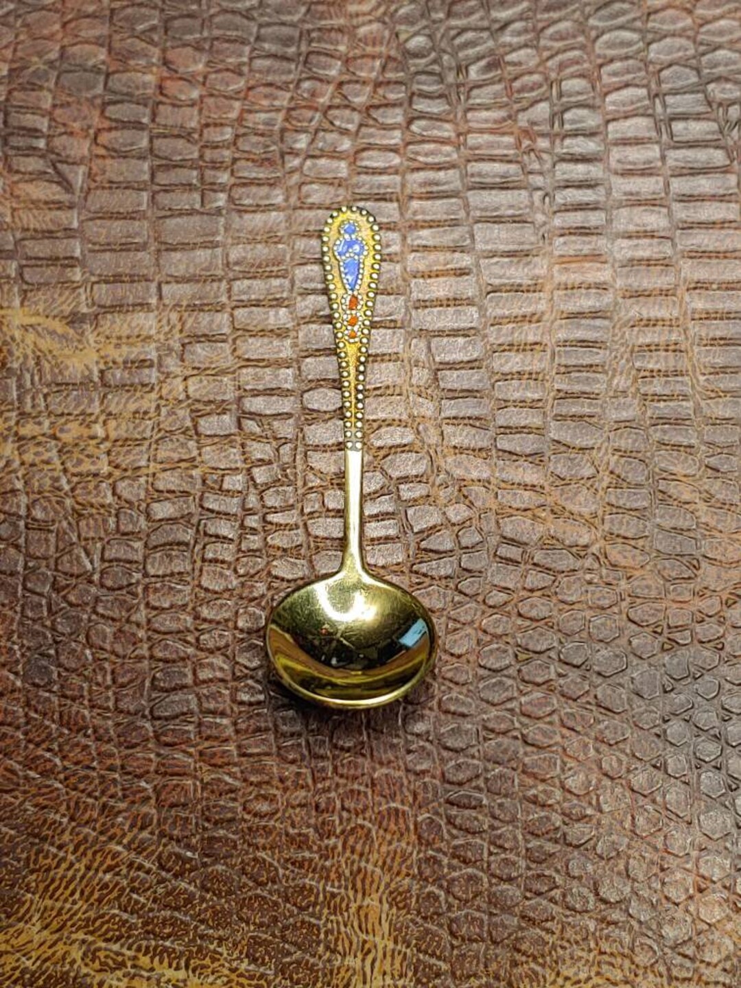 Russian Enamel Sterling Silver Salt Spoon Marked 875 Soviet Silver ...