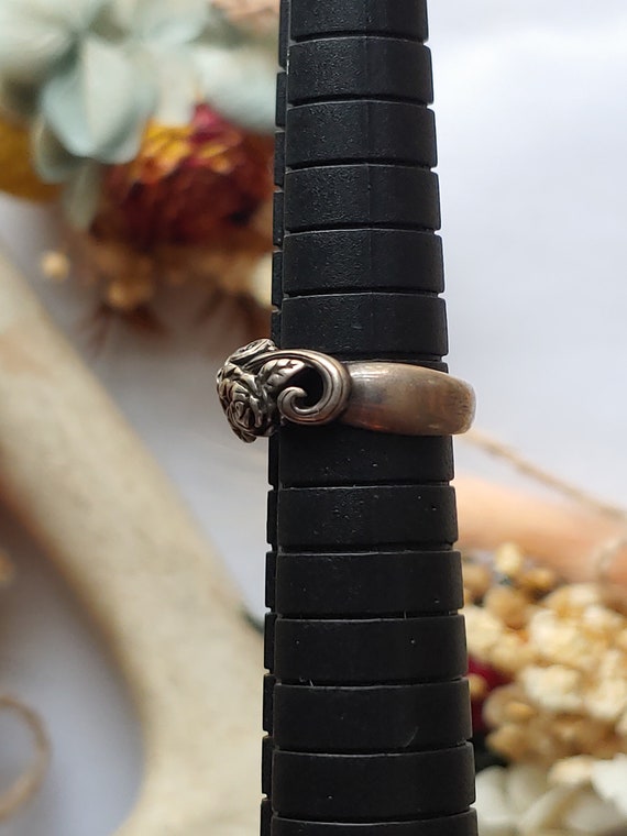 Vintage Art Nouveau inspired Floral silver ring - Art… - Gem
