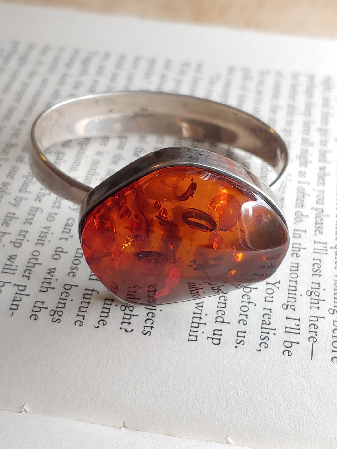 Vintage Einar Fehrn Large Silver Amber Bracelet - Denmark Modernist ...