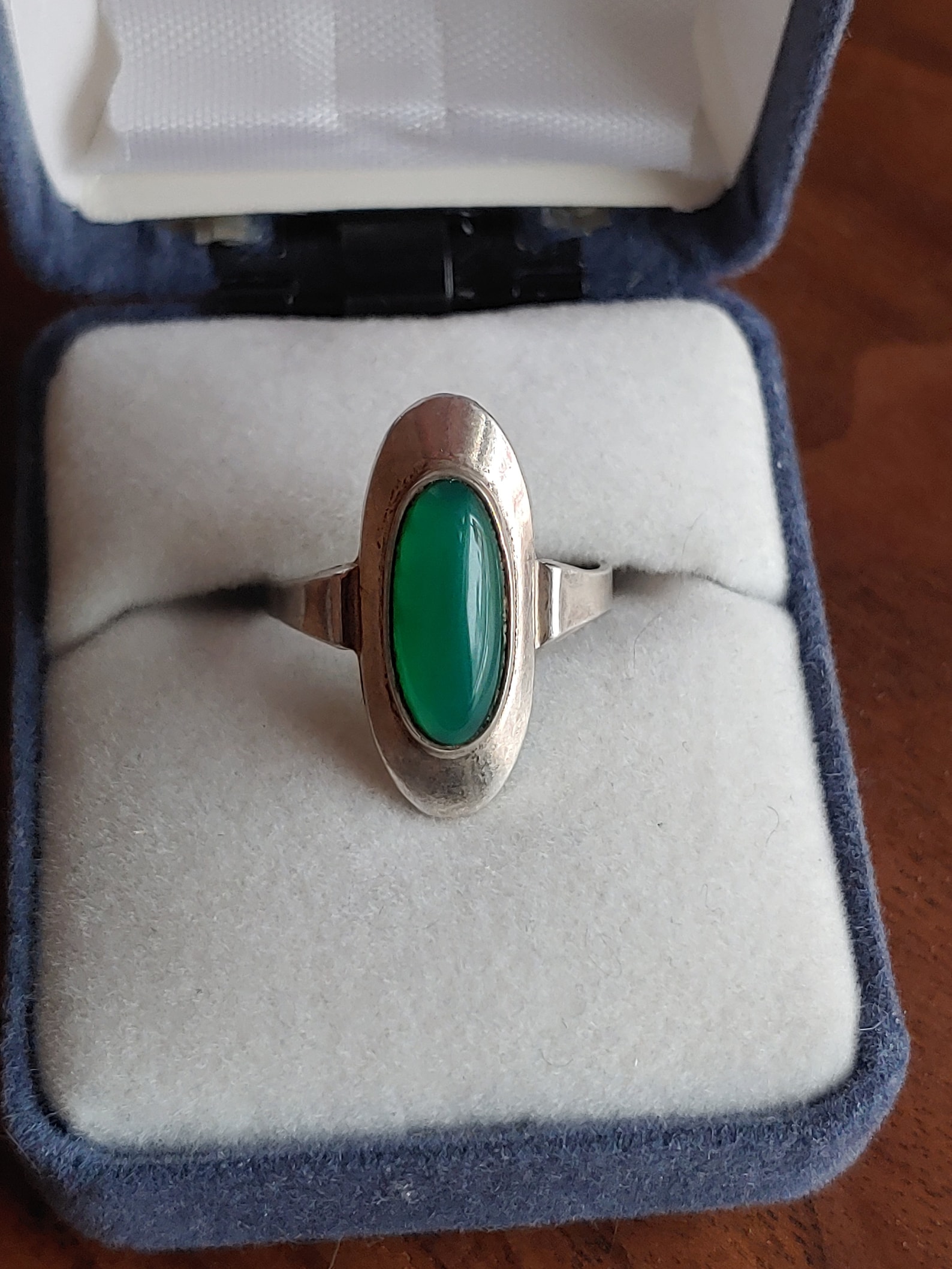 Vintage Art Deco Chrysoprase 835 Silver Ring - Jugendstil Style ...
