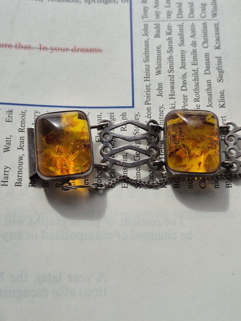 Vintage Art Deco Bernstein Gemstone 835 Silver Bracelet - Jugendstil ...