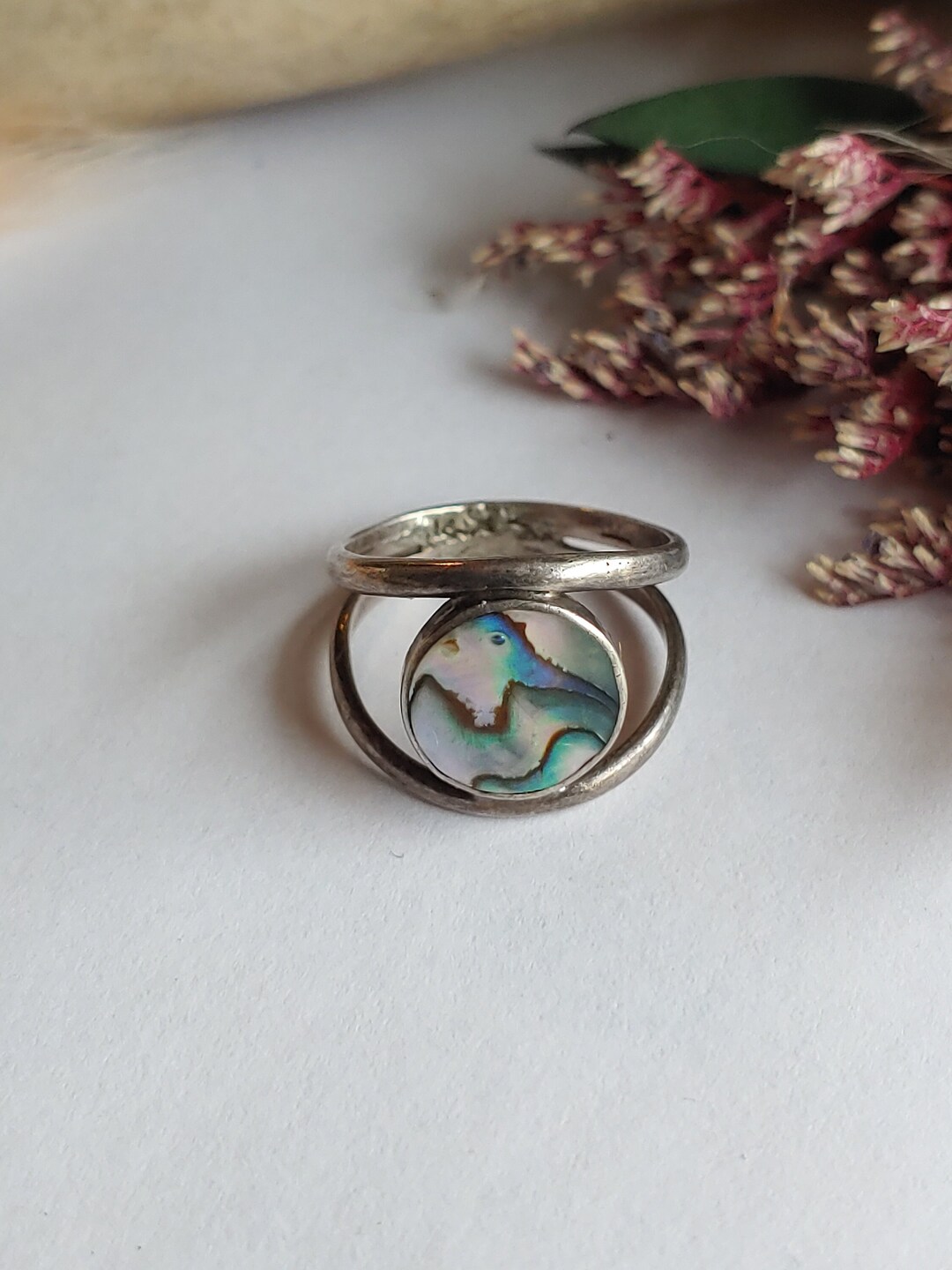 Vintage Mexican Taxco Silver Abalone Shell Ring - Boho Style - Ring ...