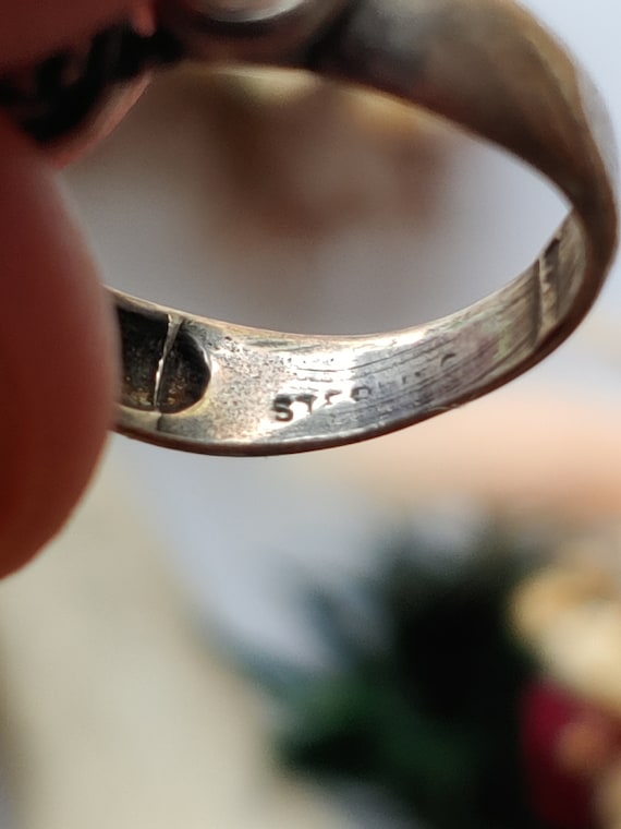 Vintage Art Nouveau inspired Floral silver ring - Art… - Gem