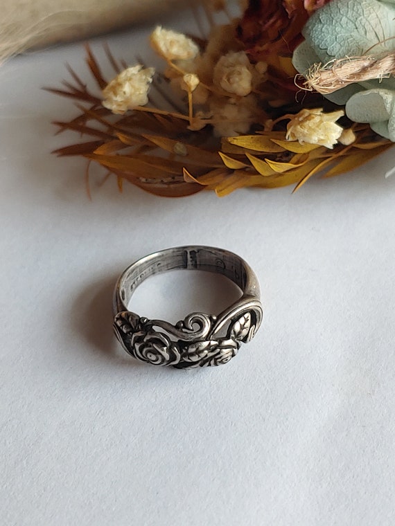 Vintage Art Nouveau inspired Floral silver ring - Art… - Gem