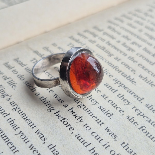Amber Scandinavian Ring - Etsy