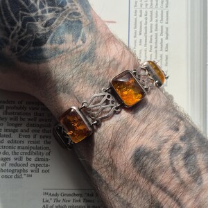 Vintage Art Deco Bernstein Gemstone 835 Silver Bracelet - Jugendstil ...