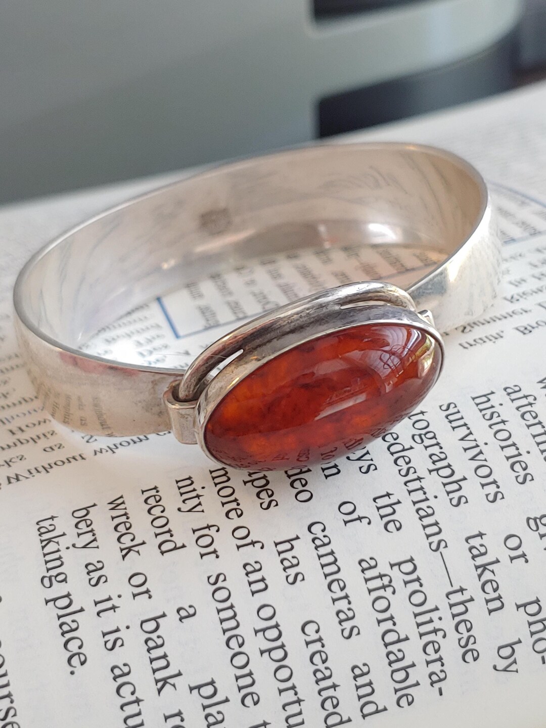 Vintage Niels Erik From Silver Amber Bracelet - Denmark Modernist ...