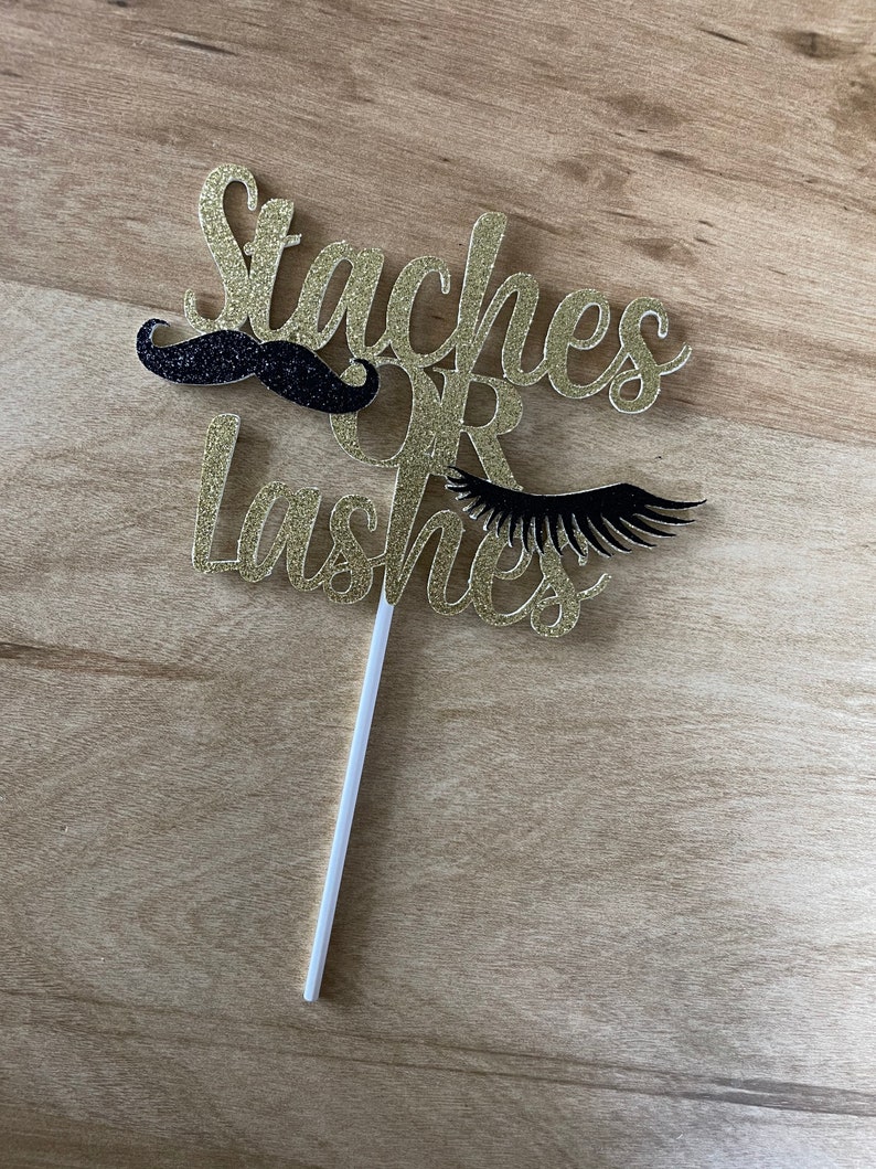 Staches or Lashes Cake Topper Gender Reveal Cake Topper - Etsy