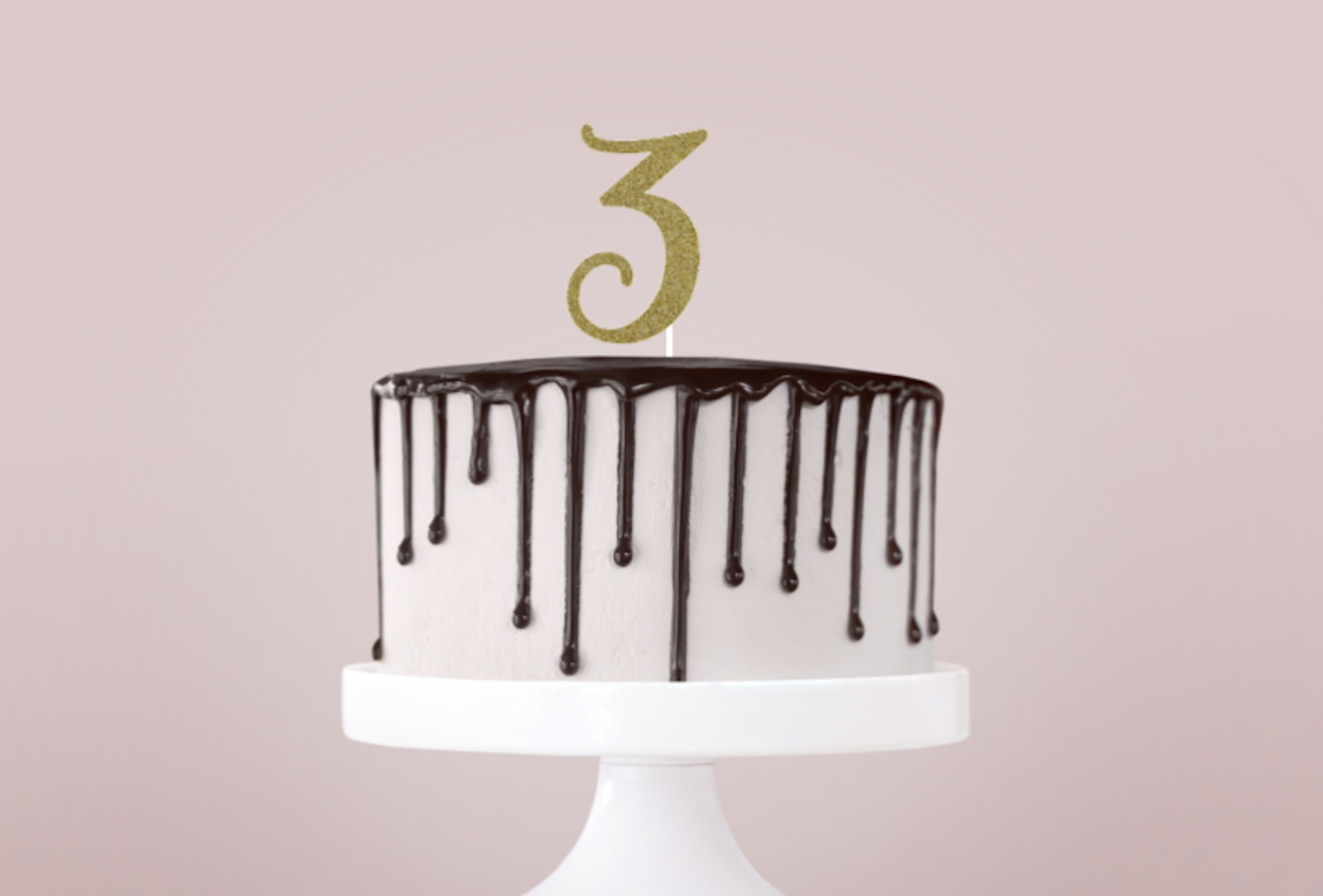 3 Cake Topper 3rd Birthday Cake Topper Glitter Topper Third - Etsy