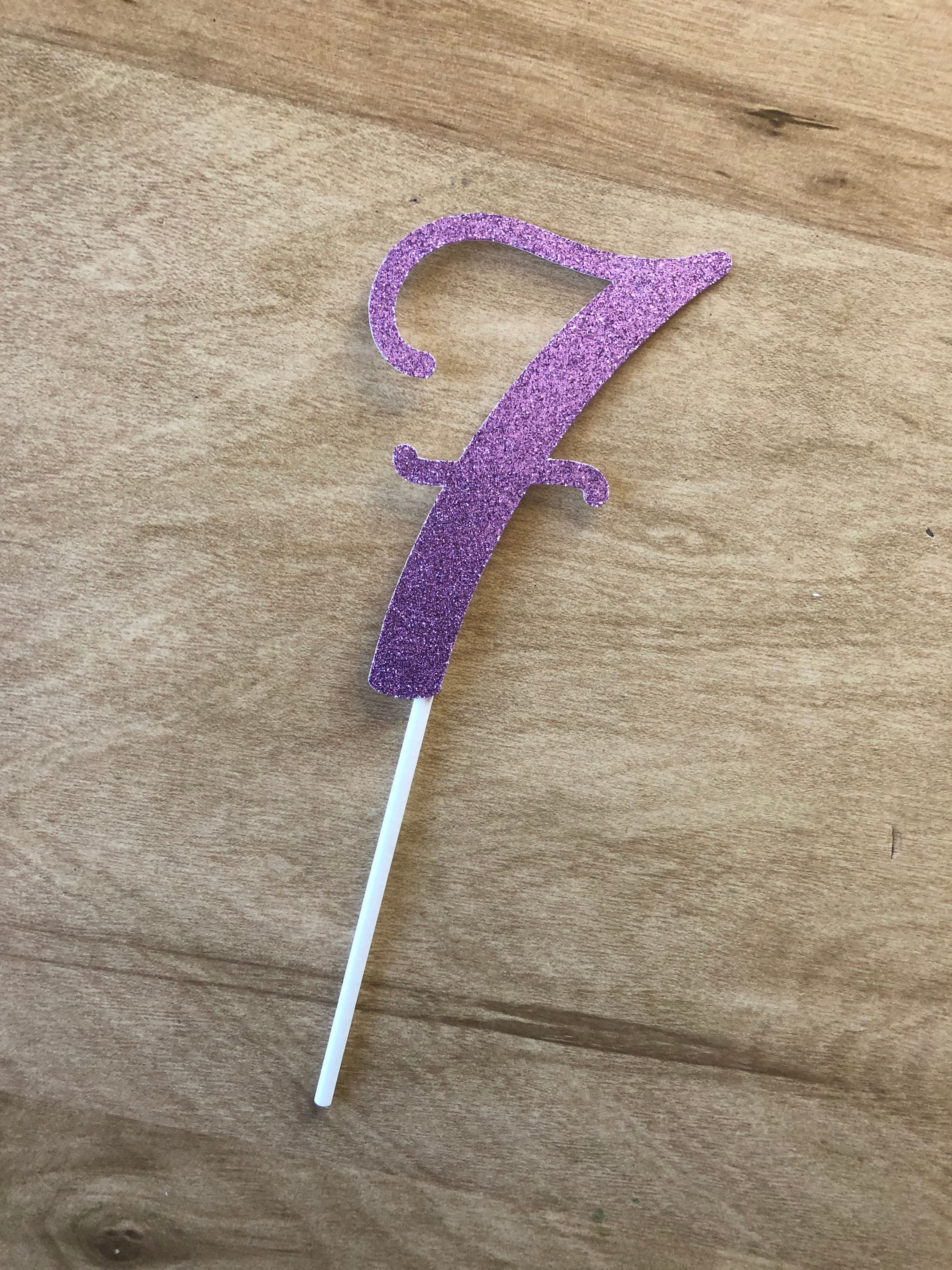 7 Cake Topper, 7th Birthday Cake Topper, Glitter Topper, Seventh ...