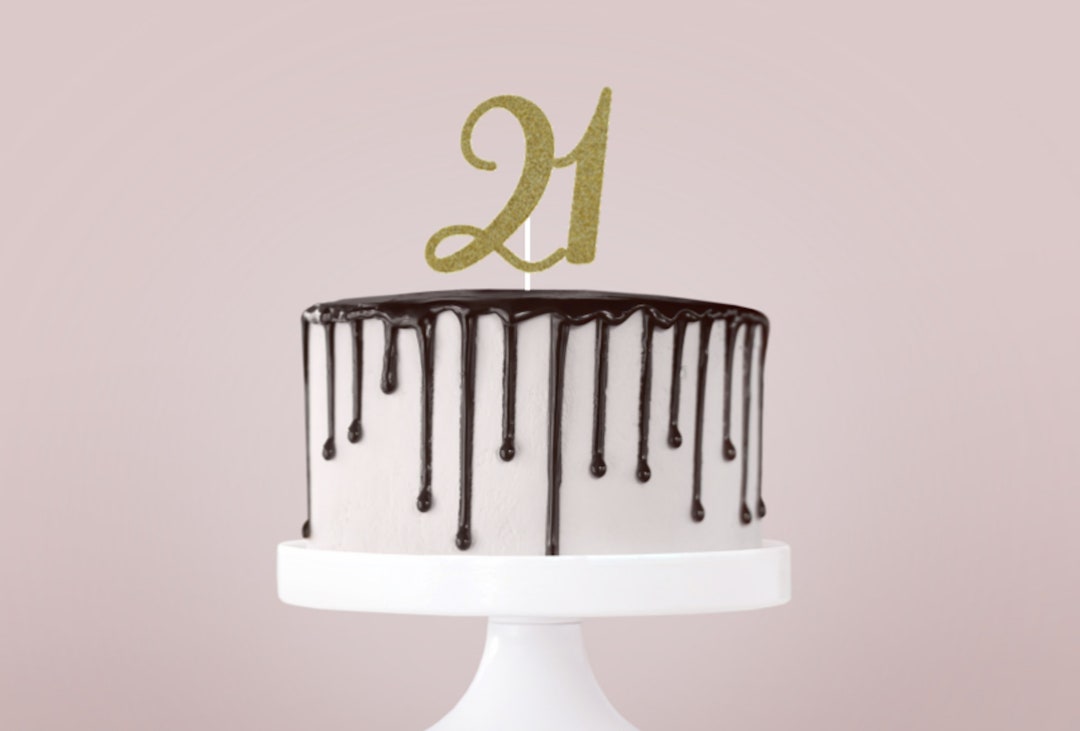 21 Cake Topper, 21st Birthday Cake Topper, Glitter Topper, Twenty First ...