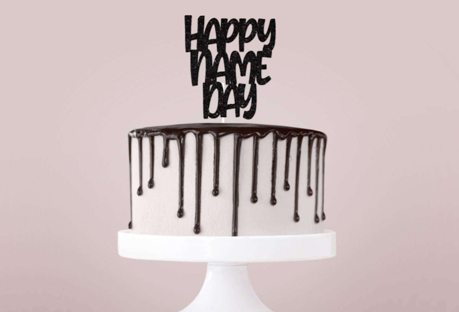 Happy Name Day Cake Topper Celebration Cake Topper Glitter - Etsy