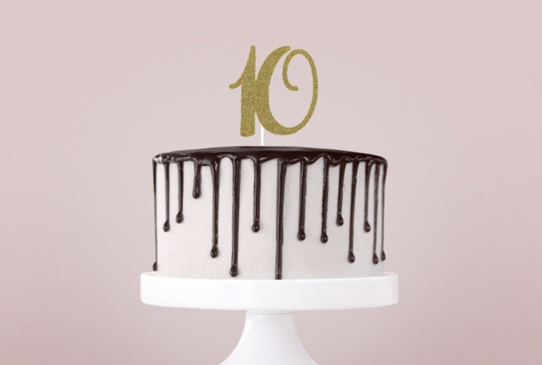 10 Cake Topper, 10th Birthday Cake Topper, Glitter Topper, Tenth ...