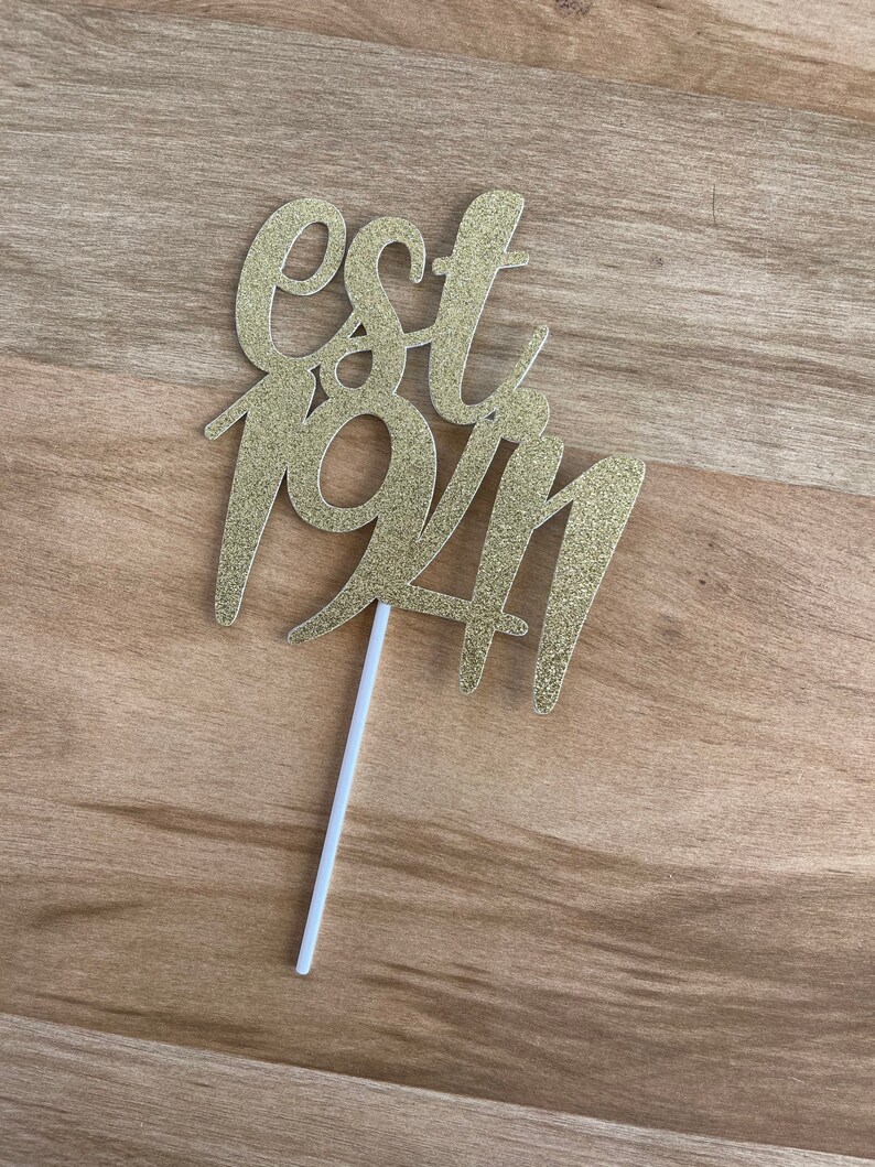Est. Cake Topper Custom Happy Birthday Cake Topper Made in | Etsy