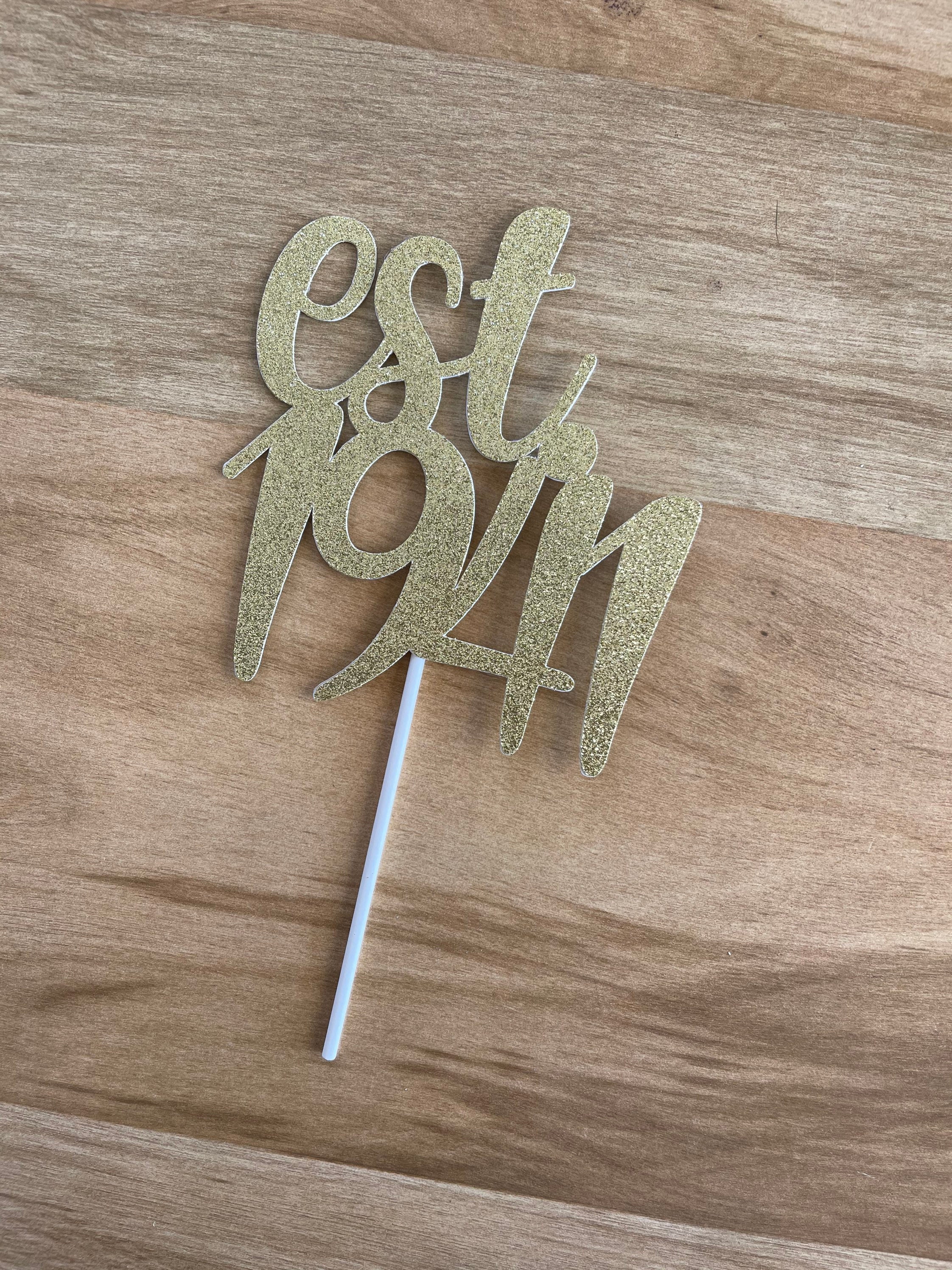 Est. Cake Topper Custom Happy Birthday Cake Topper Made in - Etsy