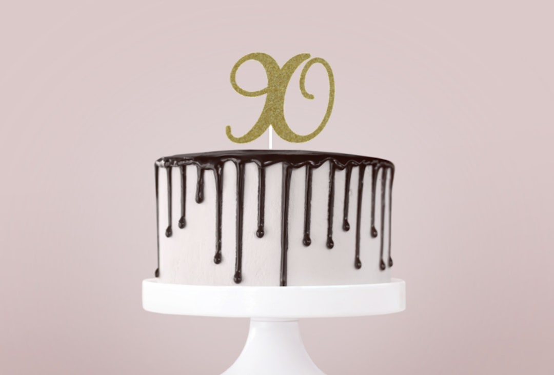 90 Cake Topper, 90th Birthday Cake Topper, Glitter Topper, Ninety ...