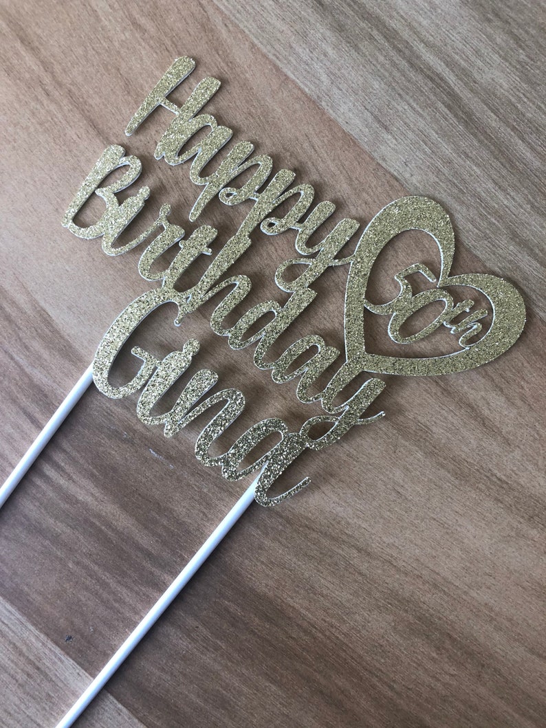 Custom Happy Birthday Cake Topper With Name And Age Etsy