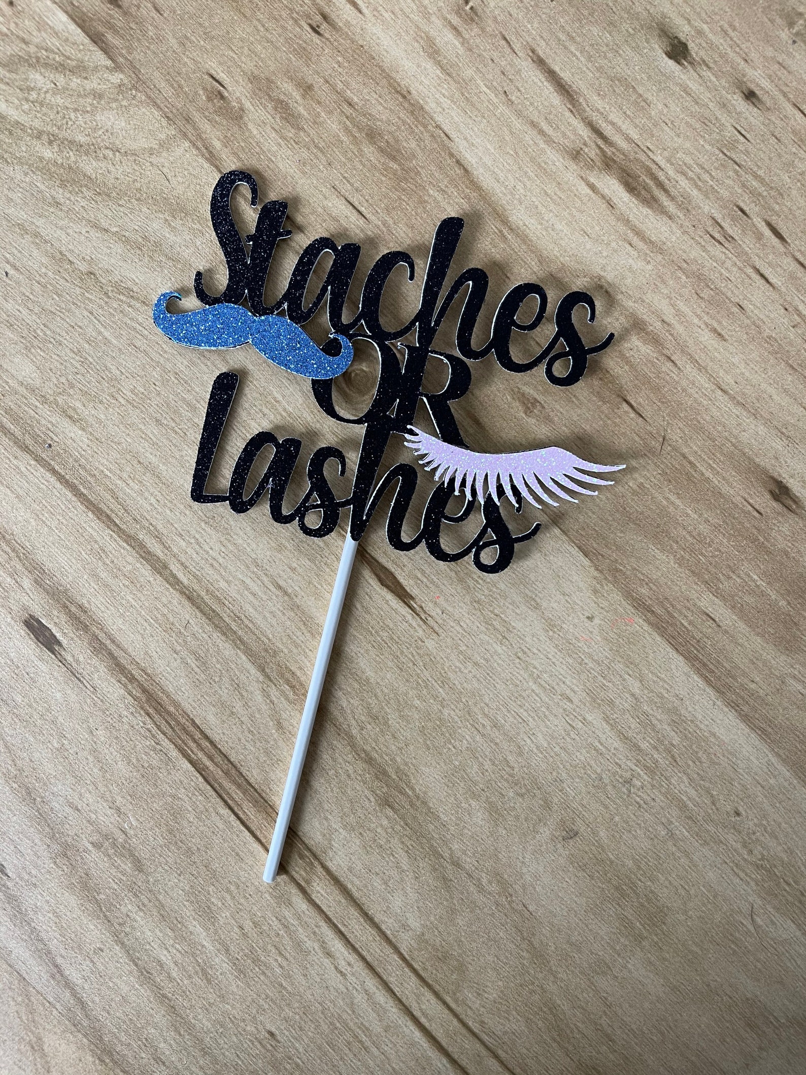 Staches or Lashes Cake Topper Gender Reveal Cake Topper | Etsy