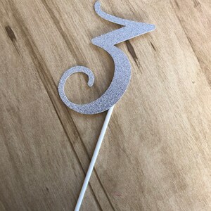 3 Cake Topper, 3rd Birthday Cake Topper, Glitter Topper, Third Birthday ...