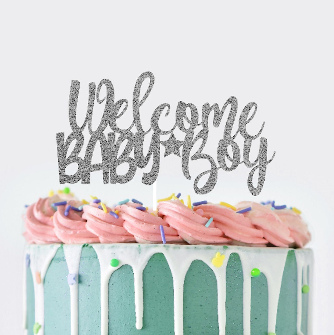 Welcome Baby Boy Cake Topper, Baby Shower Cake Topper, Pregnancy ...