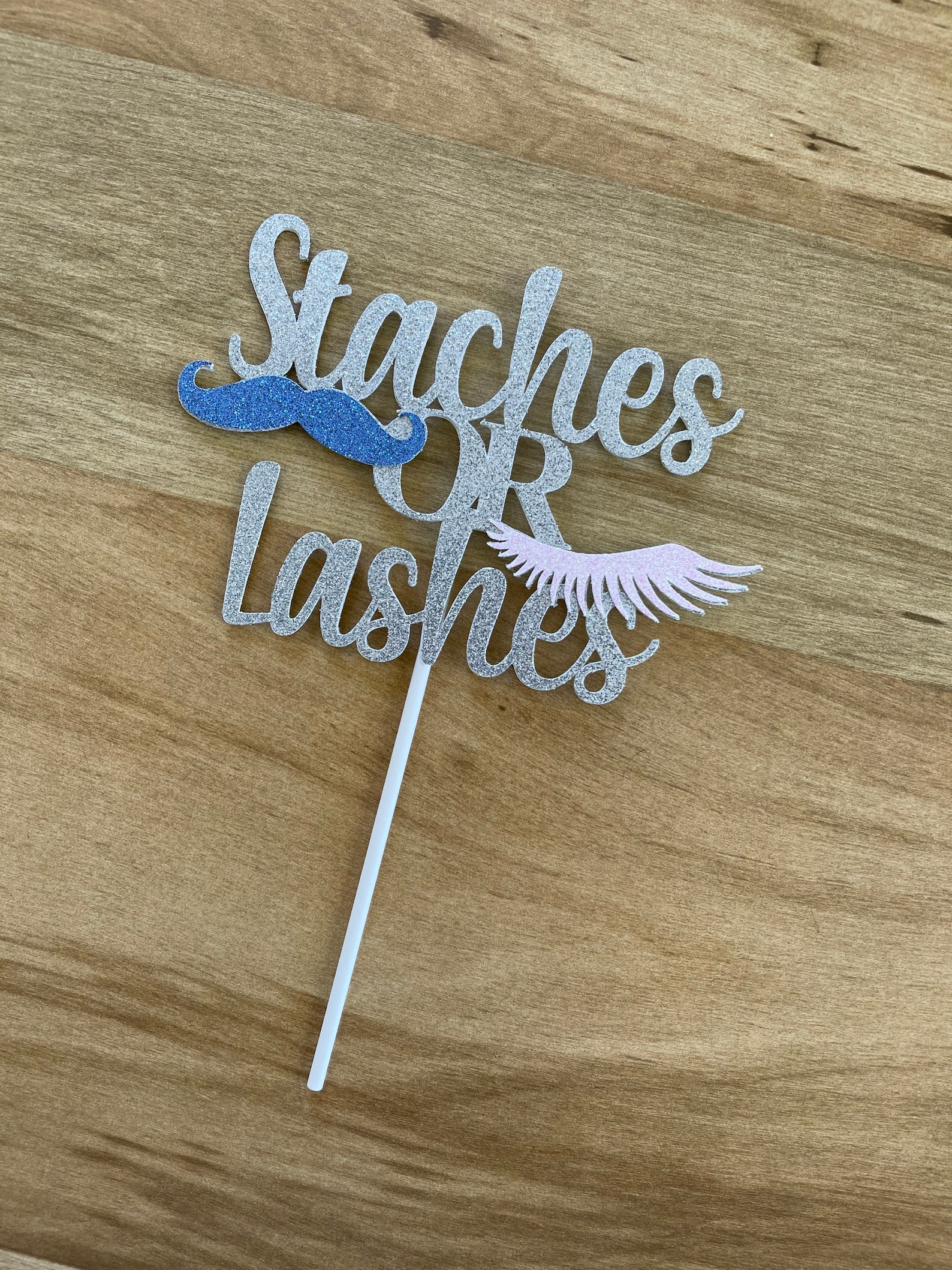Staches or Lashes Cake Topper Gender Reveal Cake Topper | Etsy