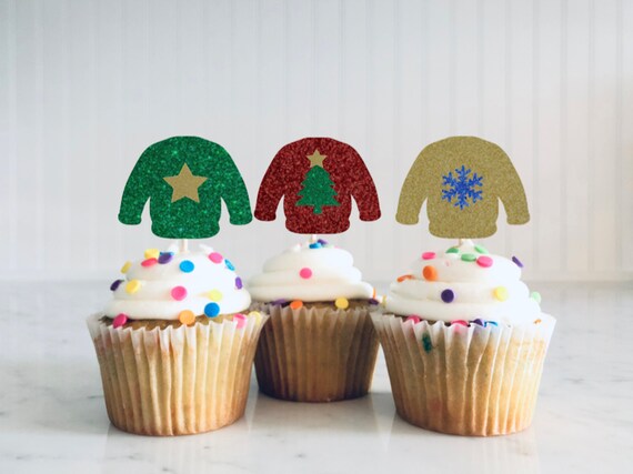 Ugly Sweater Party Cupcake Toppers Christmas Cupcake Topper | Etsy